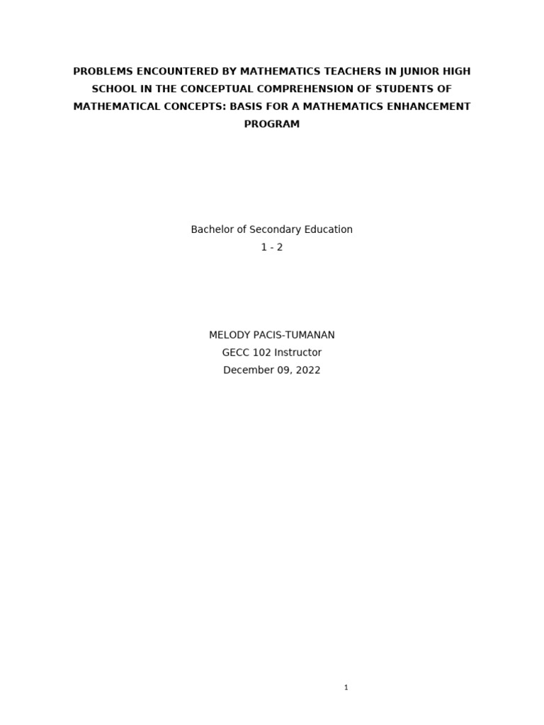 Group 2 Research Proposal | PDF | Mathematics | Teachers