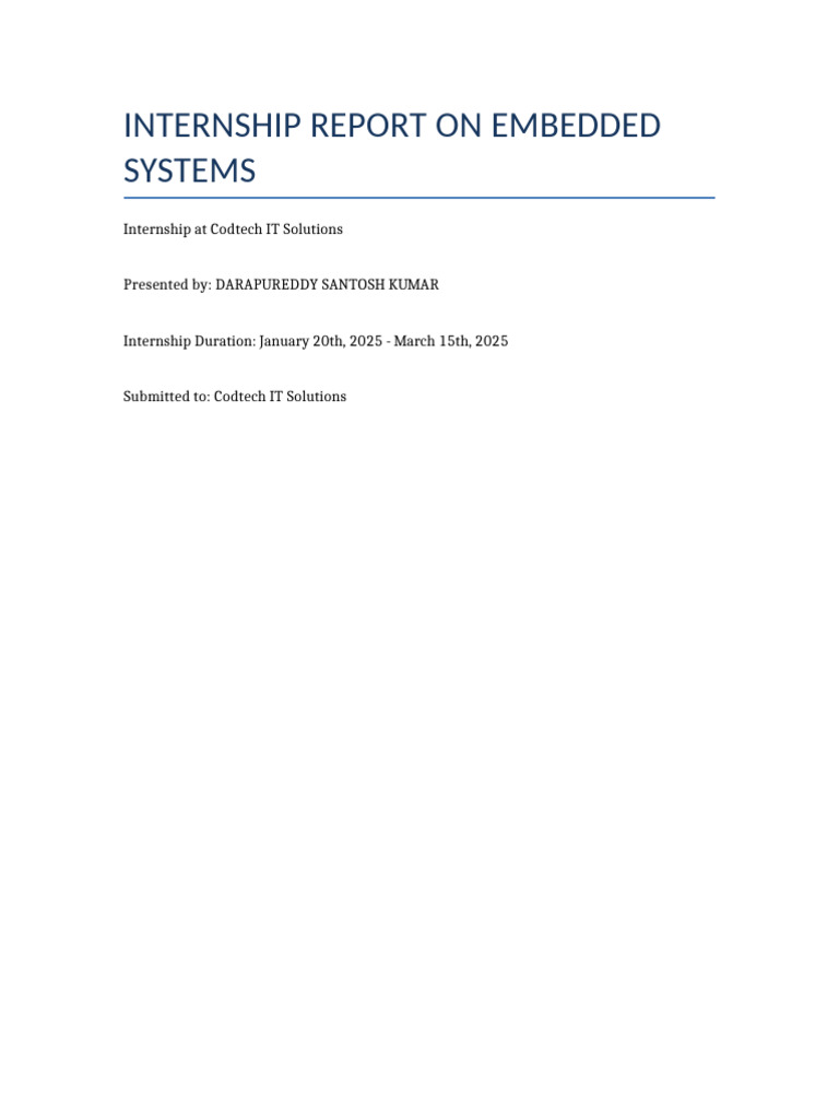 Embedded Systems Internship Report | PDF