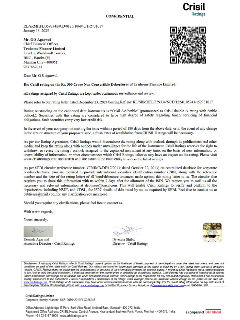 Credit Rating and Rating Rationale - CRISIL - 20250129191248 | PDF