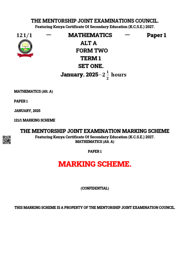 F2-Mat-Pp1-Set 1-T1-2025-MS | PDF | Student Assessment And Evaluation | Qualifications