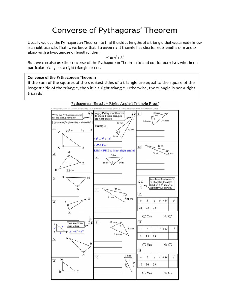 Understanding the Pythagorean Converse | PDF