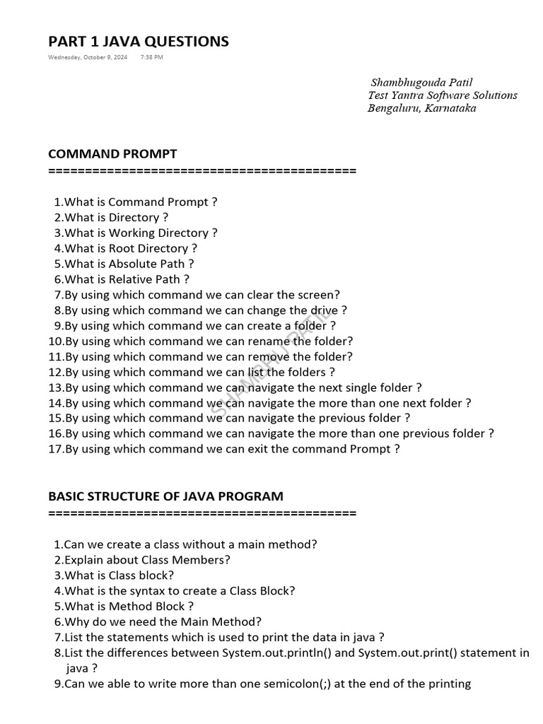 JAVA PART 1 - Shambhu Patil | PDF | Parameter (Computer Programming) | Method (Computer Programming)