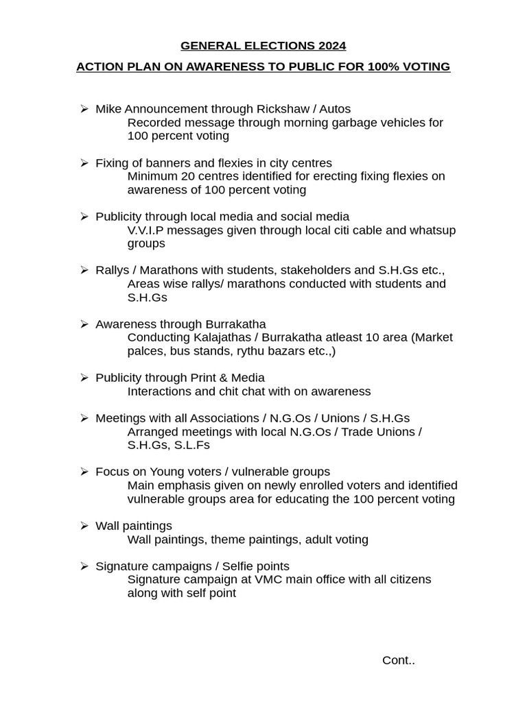 2024 General Elections Voting Awareness Plan | PDF