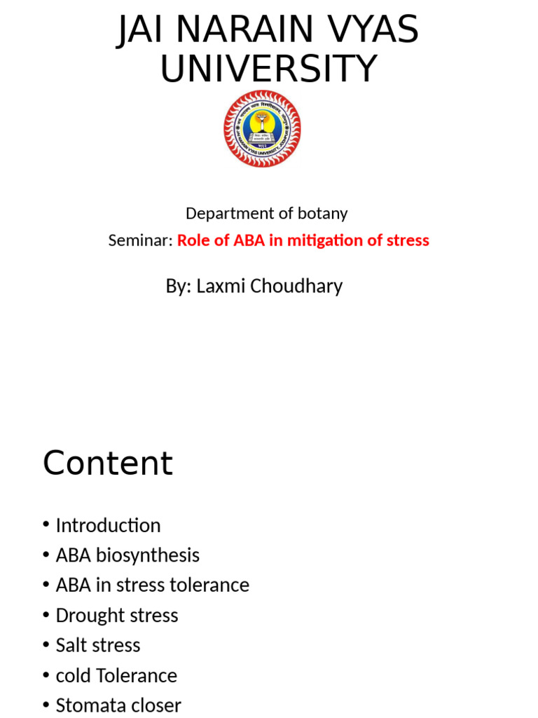 ABA in Plant Stress (Plant Physiology) | PDF | Stoma | Cell Biology