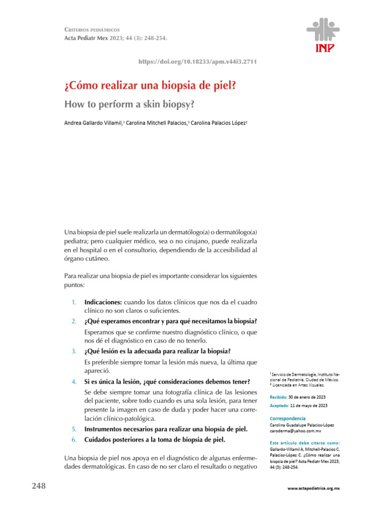 Cómo Hacer Una Biopsia de Piel | PDF | Biopsia | Medicina CLINICA