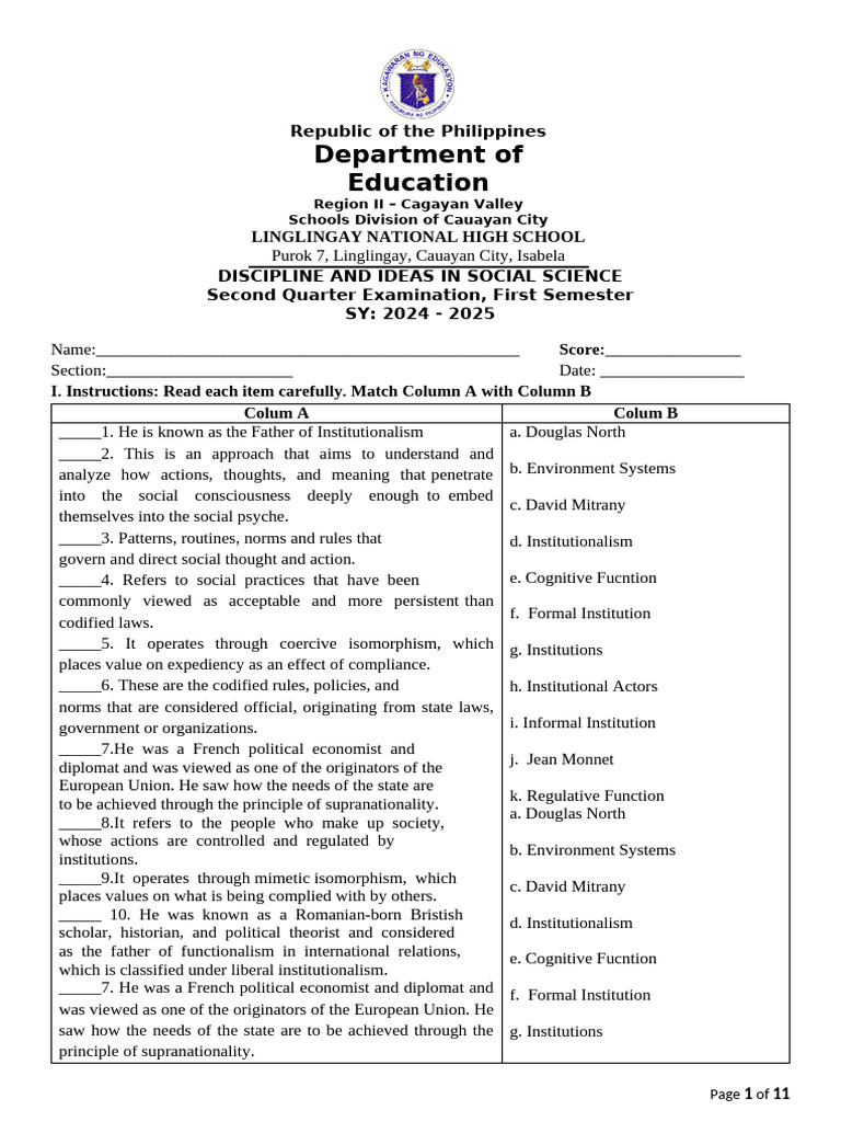 Social Science Exam: Institutionalism Concepts | PDF | Feminism ...