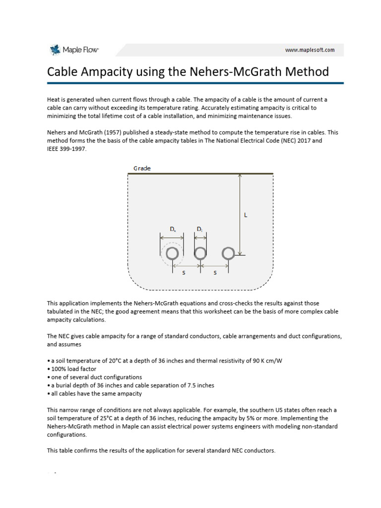 Cable Ampacity Using The Nehers McGrath Method - Flow | PDF ...