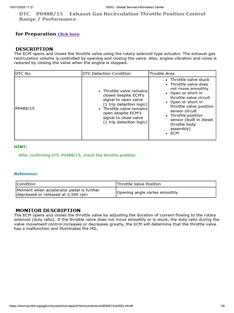 Exhaust Gas Recirculation Throttle Position | PDF | Throttle | Valve