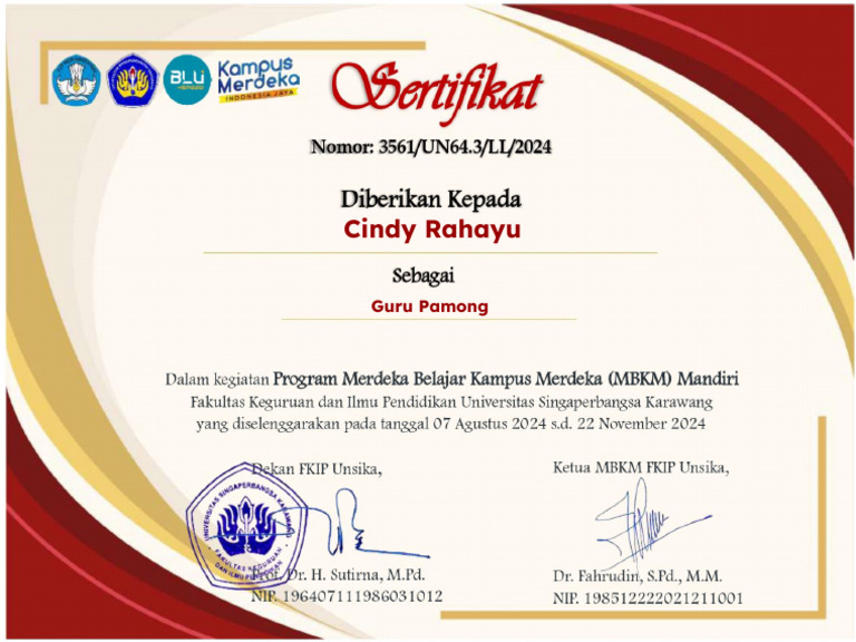Sertifikat MBKM Tahun 2024 | PDF