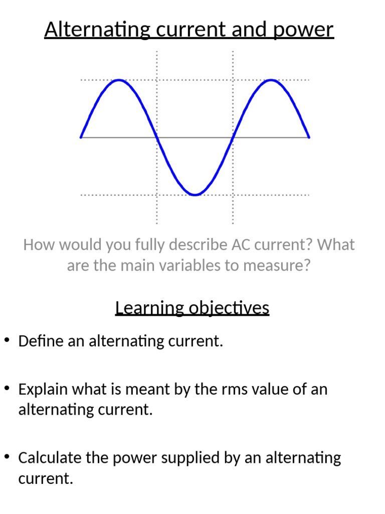 Alternating Current and Power | PDF | Amplitude | Voltage