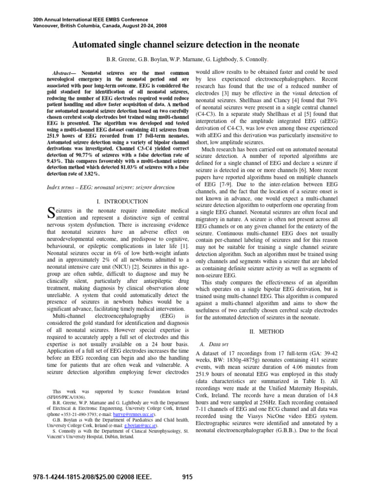 Automated single channel seizure detection in the neonate | PDF ...