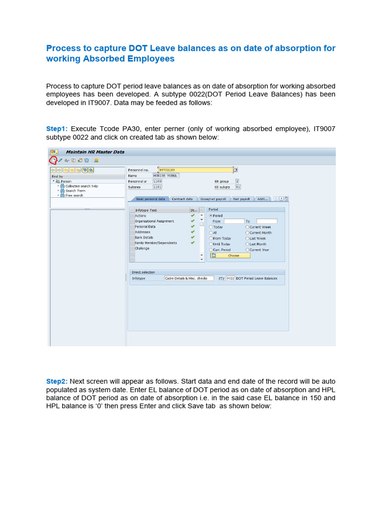 DOT Period Leave Capturing Process | PDF
