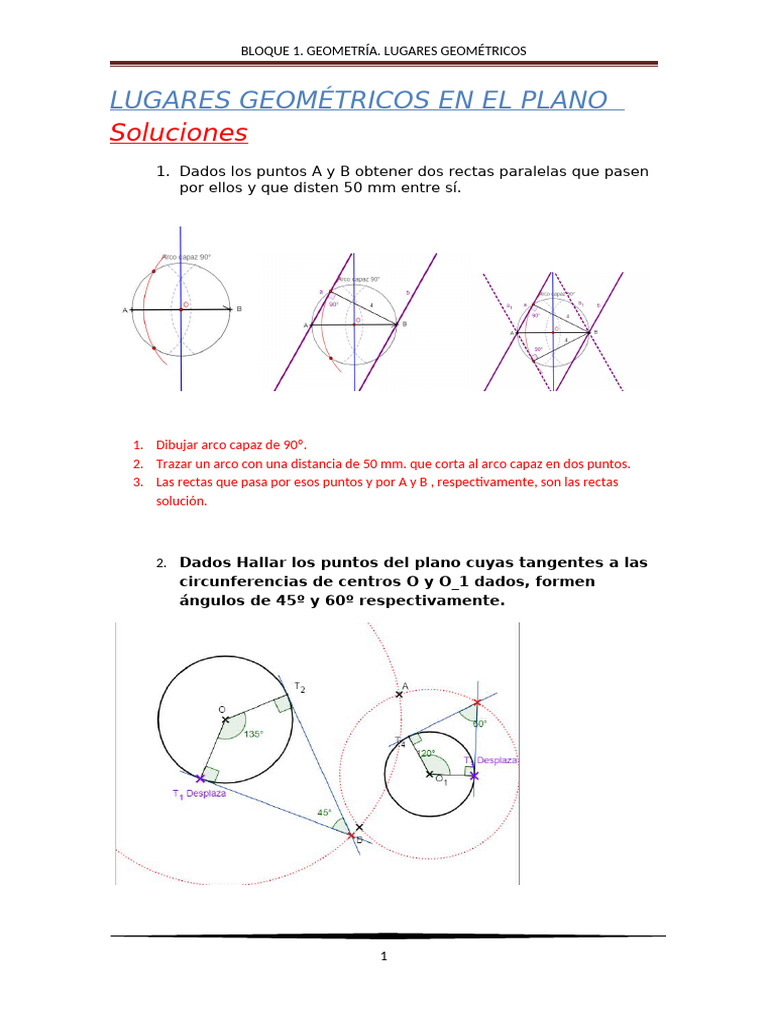 Lugares Geométricos en El Plano Soluciones | PDF | Triángulo | Curva