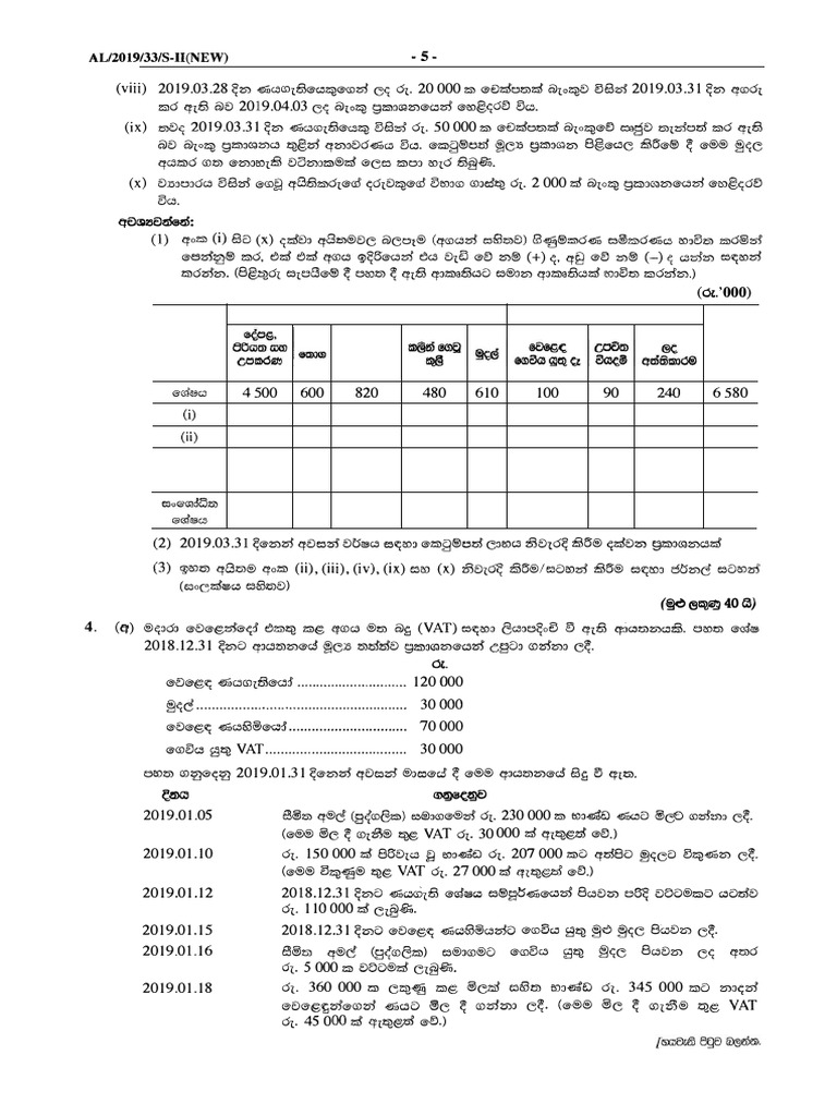 2019 Al Accounting Part II Paper New Syllabus Sinhala Medium Alevelapi ...