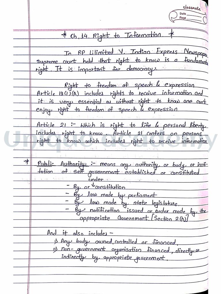 RTI ACT JIGL Handwritten Notes (1) | PDF