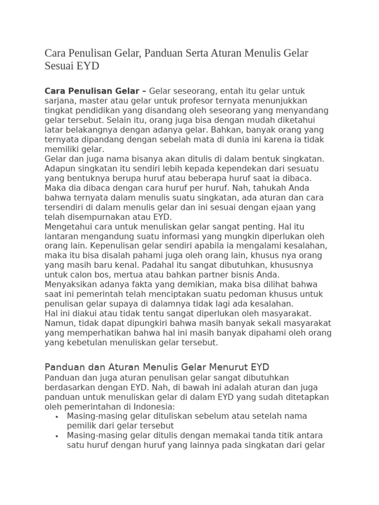 Panduan Penulisan Gelar yang Benar | PDF