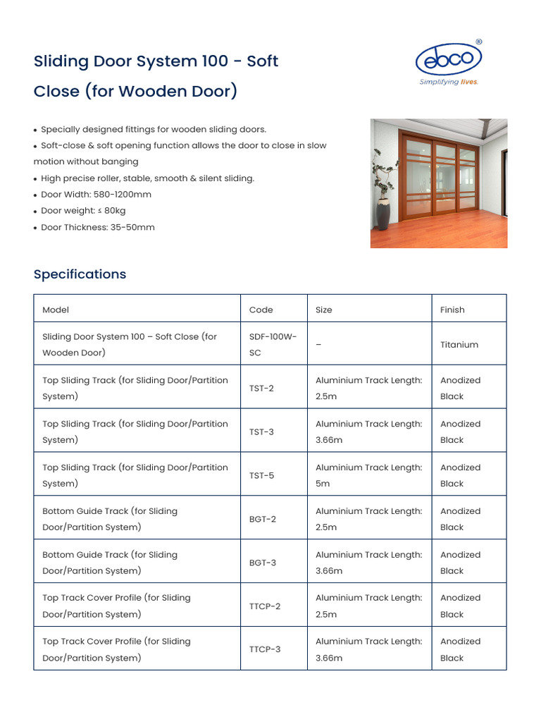 Soft Close Sliding Door System Guide | PDF | Door | Building Engineering
