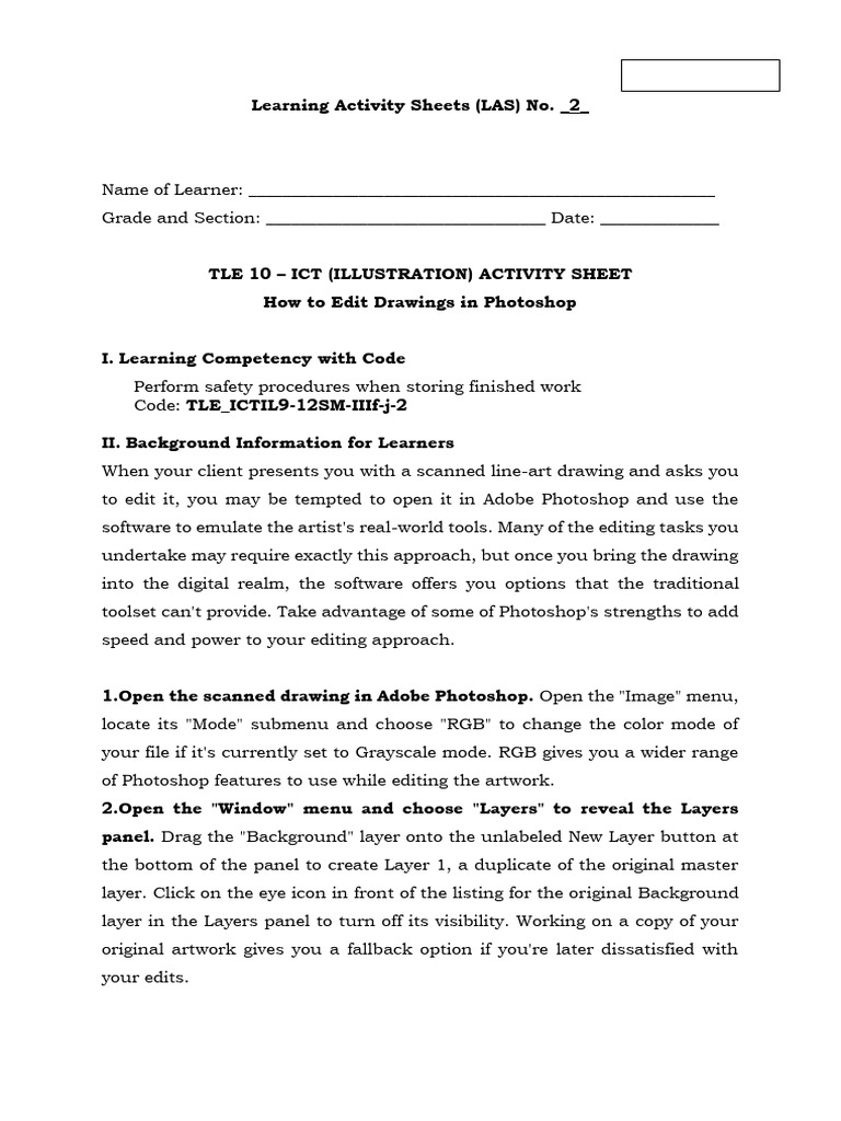 ICT_Illustration10_Q4_LAS2_FINAL | PDF | Adobe Photoshop | Image Processing