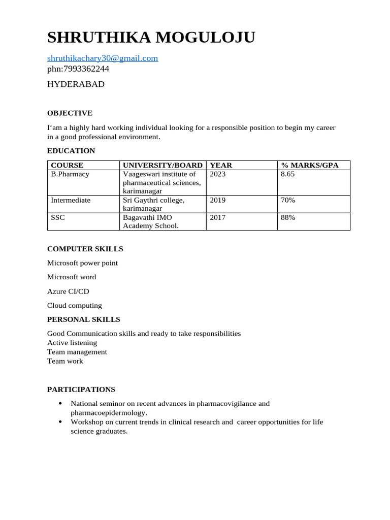 Moguloju Shruthika Resume 2 | PDF