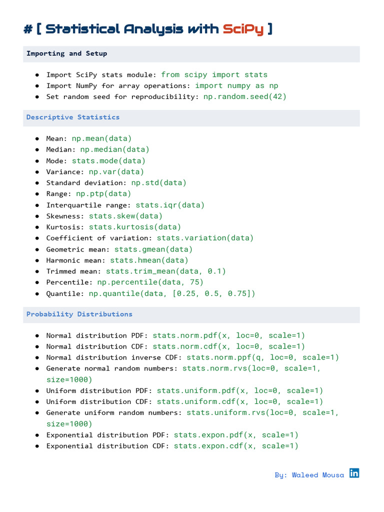 Statistical Analysis With Scipy? | PDF | Coefficient Of Determination | Resampling (Statistics)