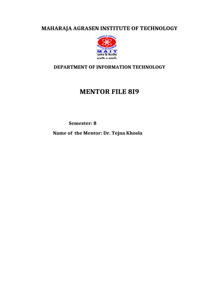 Mentor file cover page | PDF