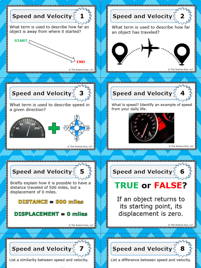Speed and Velocity Task Cards | PDF | Speed | Velocity