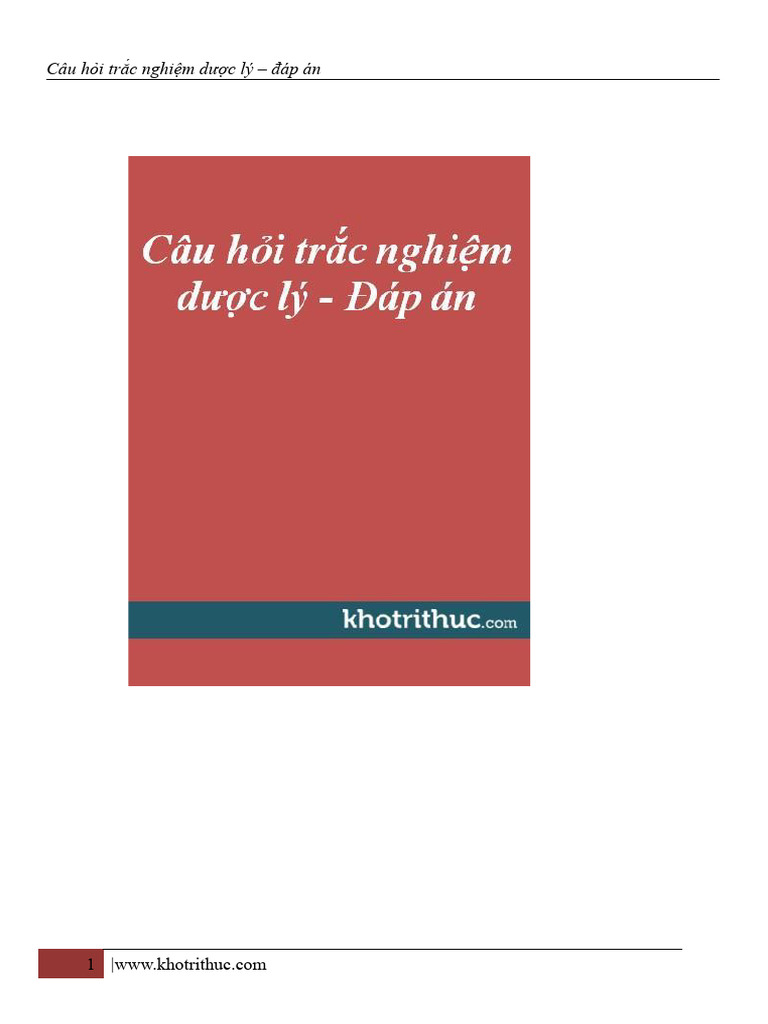Cau Hoi Trac Nghiem Duoc Ly Dap An | PDF
