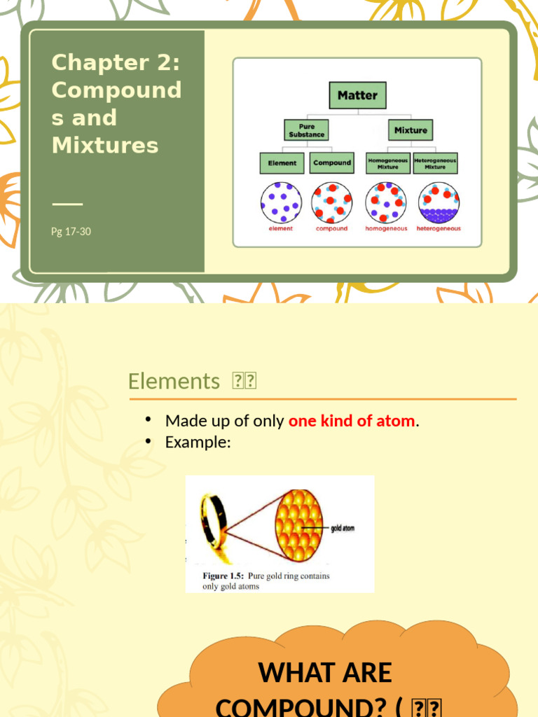 Chapter 2 Compounds and Mixture | PDF | Chemical Compounds | Molecules