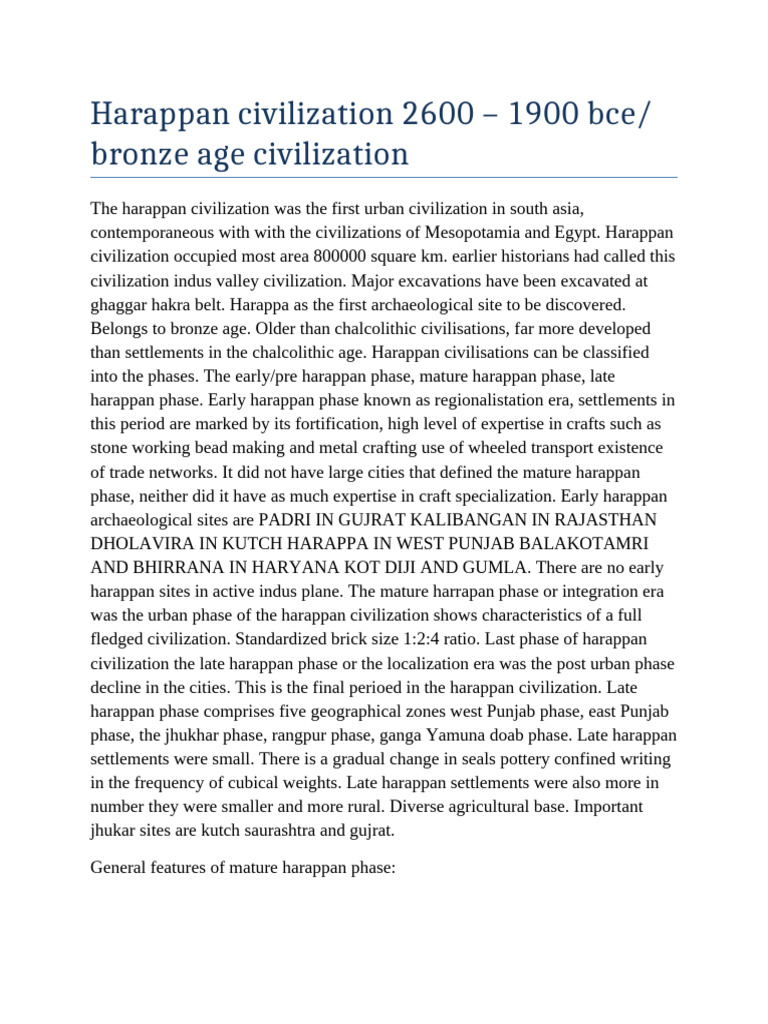 Harappan Civilization: Urban Development | PDF