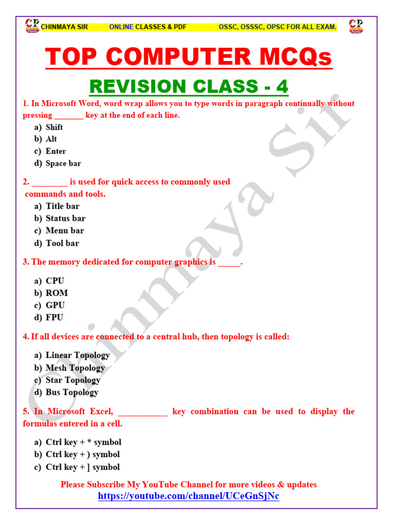 Computer Revision Test 4 | PDF | Network Topology | Computer Hardware