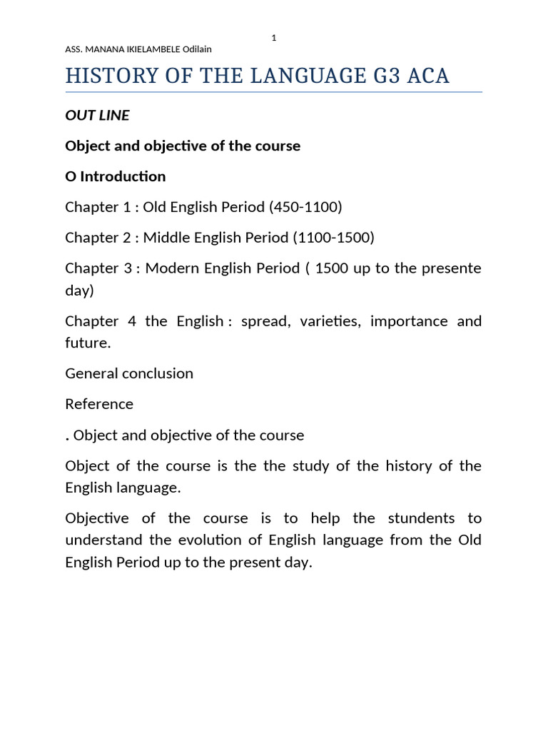 History of the English Language | PDF | English Language | Plural