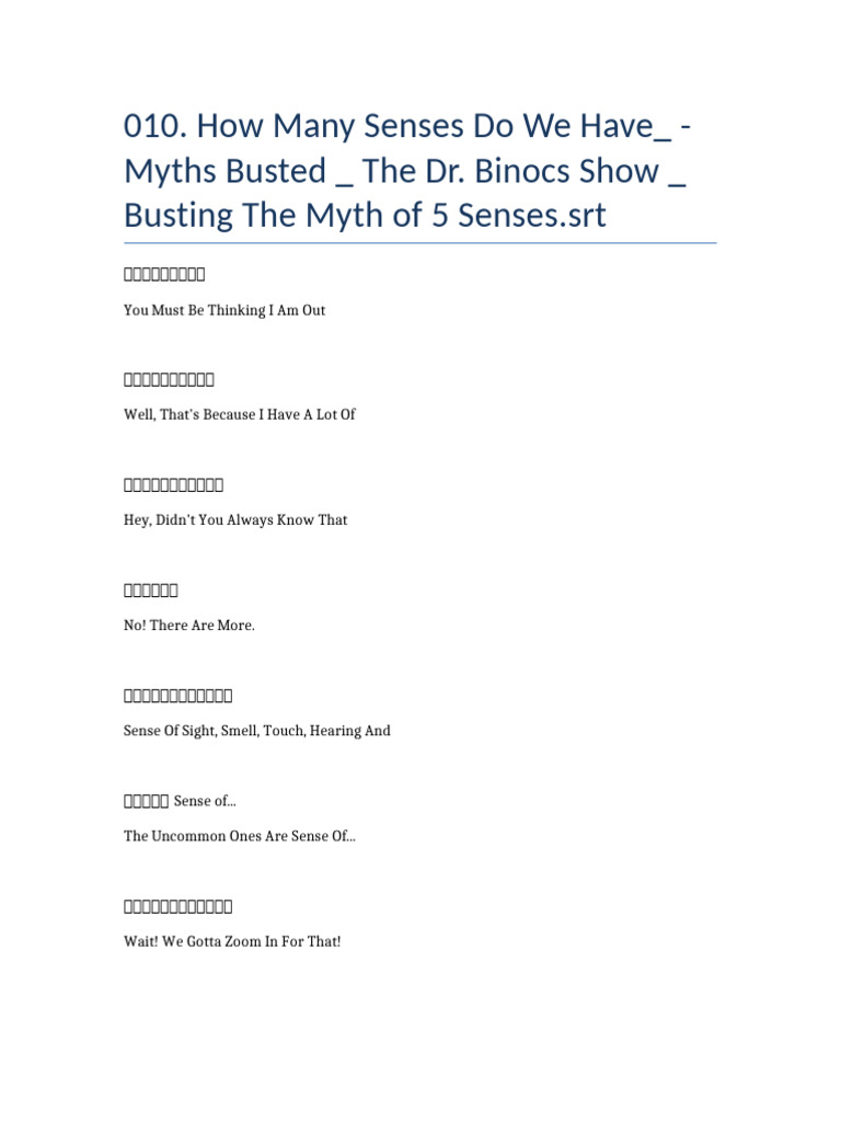 How Many Senses Do We Have - Myths Busted - The Dr. Binocs Show ...