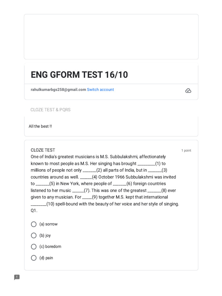 ENG GFORM TEST 16 - 10 Team SPY | PDF