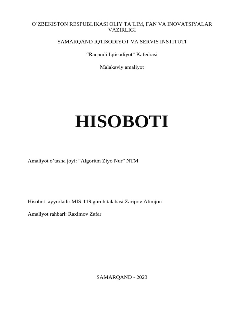 Hisobot | PDF