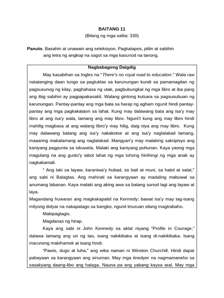 Filipino G11 Reviewed | PDF