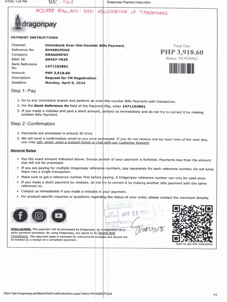 MR - Dragonpay Payment Instructions | PDF