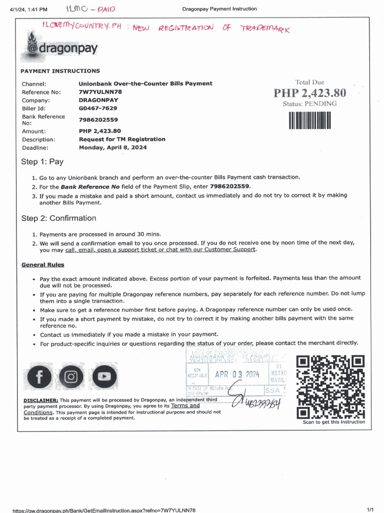 Dragonpay Payment Instruction_ILMC | PDF