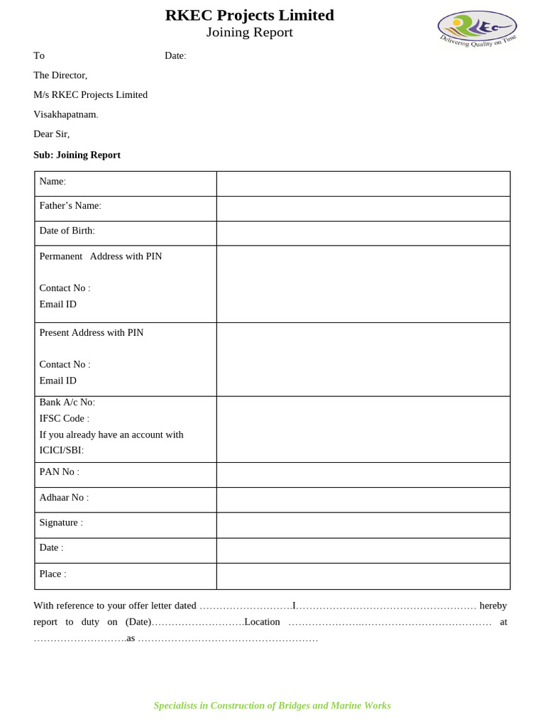 1-Joining Report | PDF