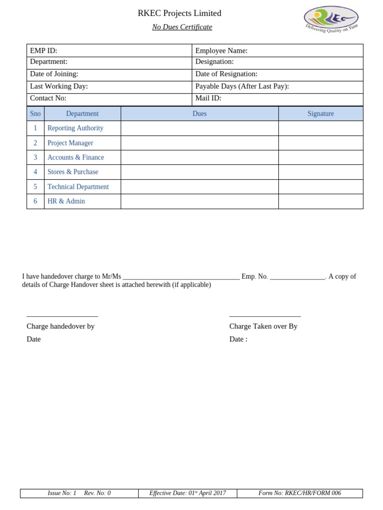 06 No Dues Certificate | PDF