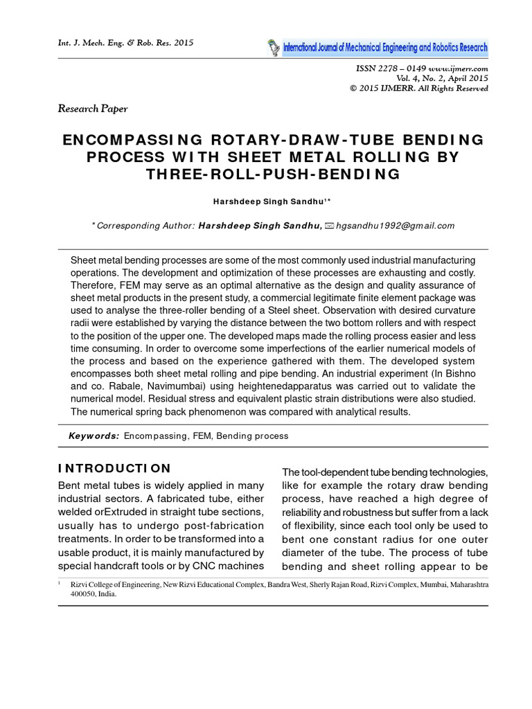 Rotary Draw Tube Bending Optimization | PDF | Deformation (Engineering ...