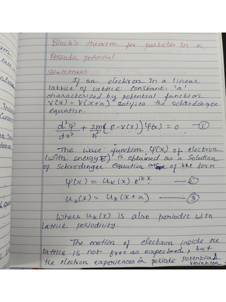 Blocks Theorem For Particles Ina Period Potential | PDF