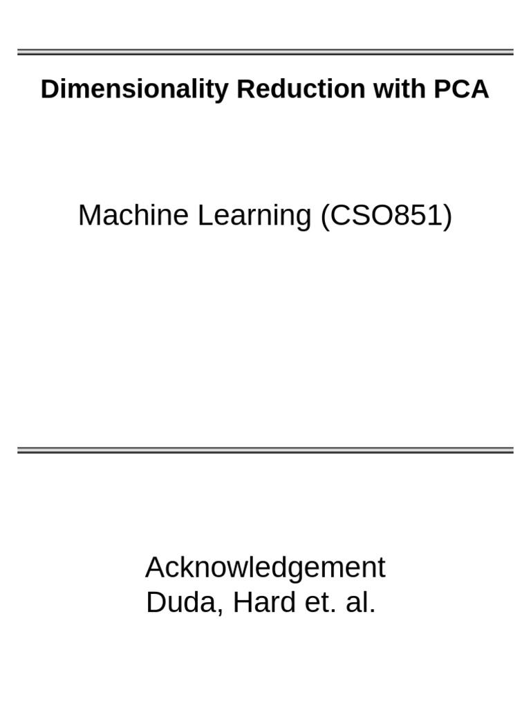 Machine Learning (CSO851) - Lecture 03 | PDF | Principal Component Analysis | Eigenvalues And ...