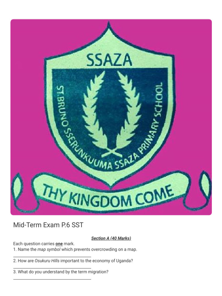 Mid-Term Exam P.6 SST | PDF