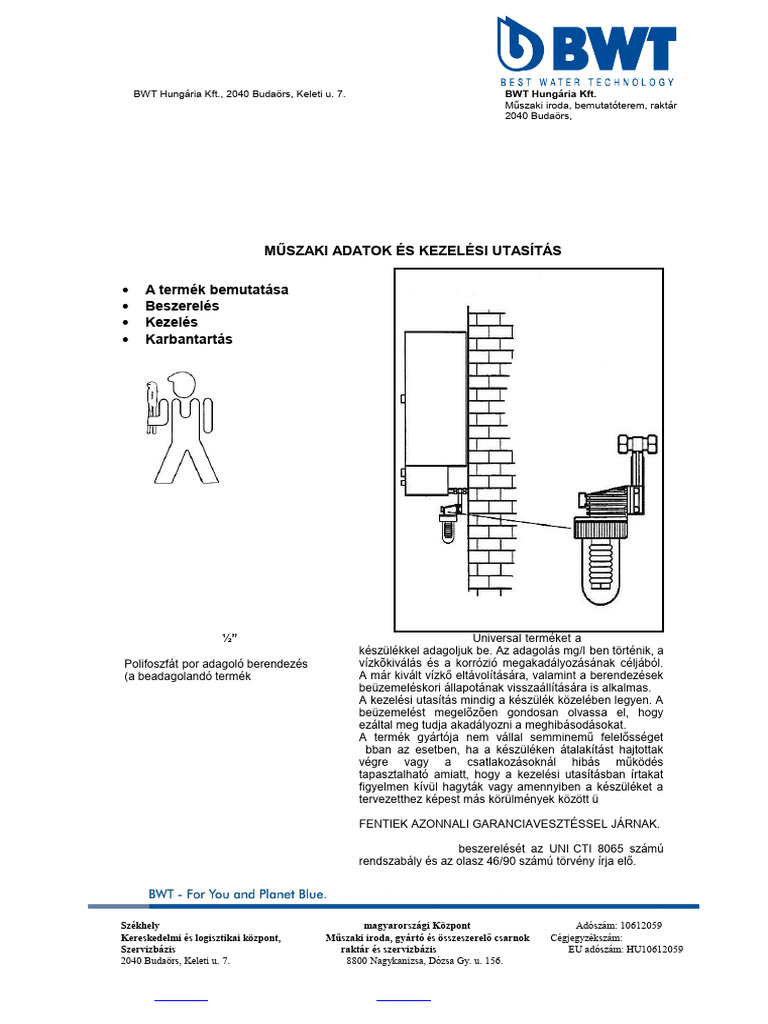 BWT_Piccomat_hasznalati_utmutato | PDF