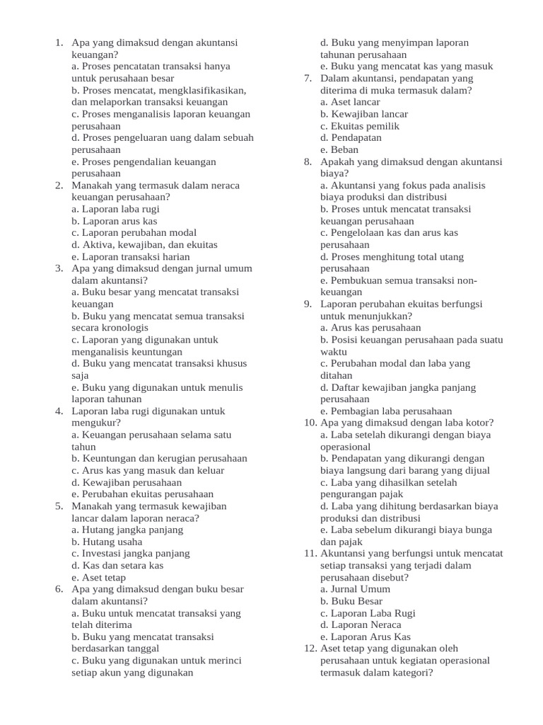 LATIHAN SOAL AKUNTANSI PG | PDF