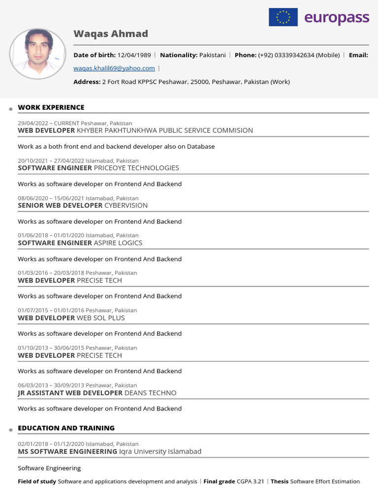 Waqas CV (2) | PDF | Peshawar | Pakistan