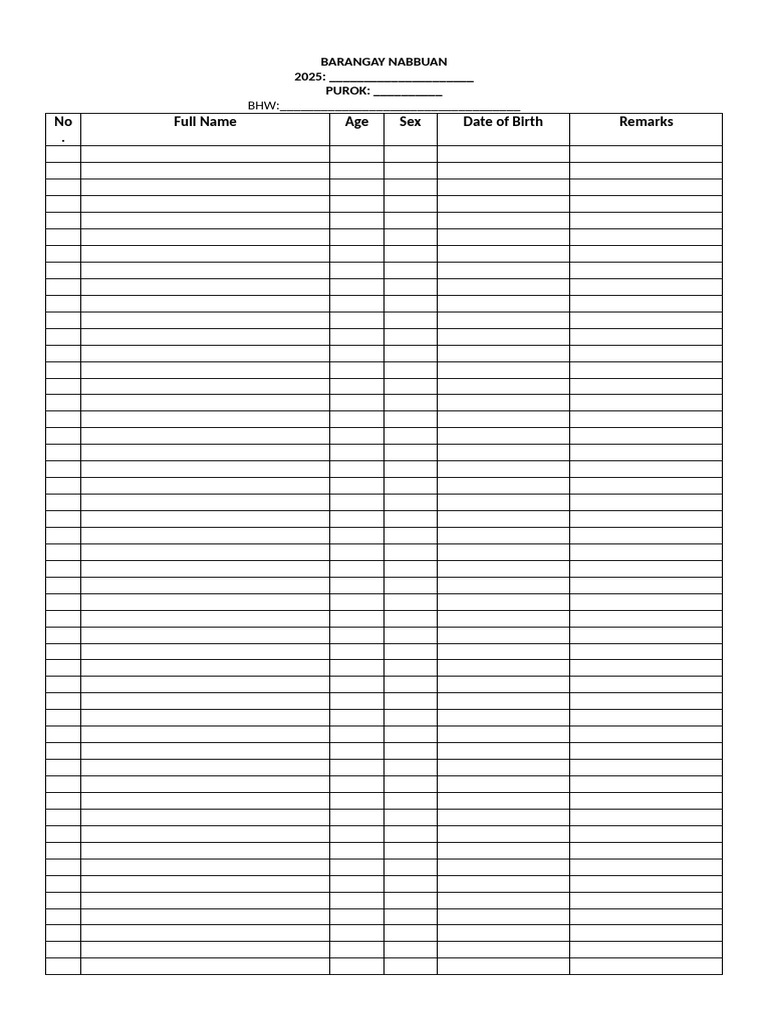 Masterlist Blank Form | PDF