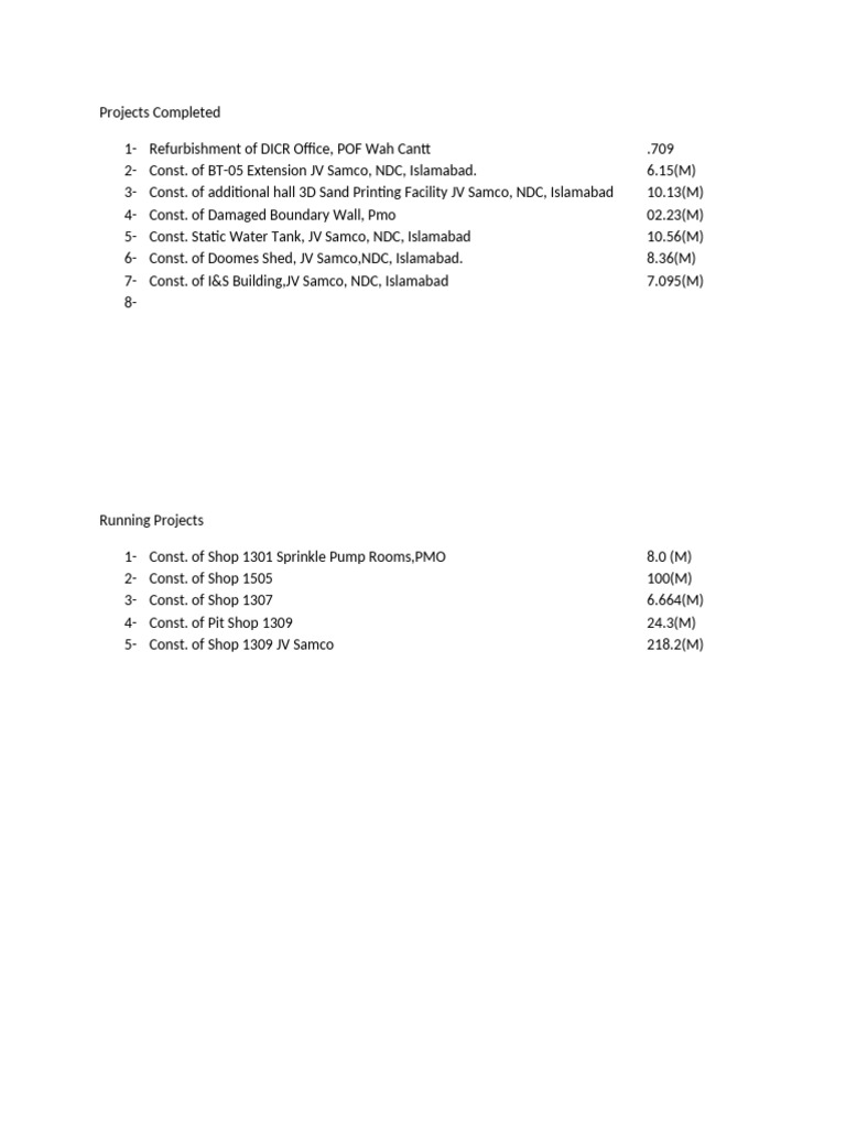 Completed and Ongoing Construction Projects | PDF