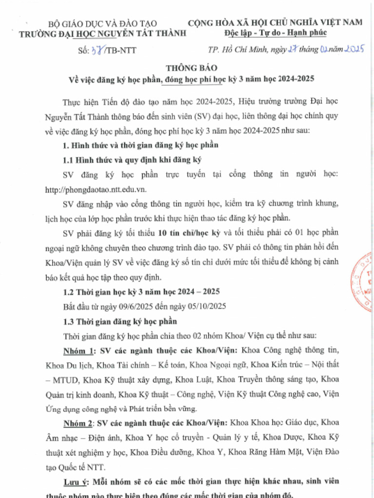 37 2025 TB NTT TB DKHP hk3 2024 2025 QLDT 20250227094829 e | PDF
