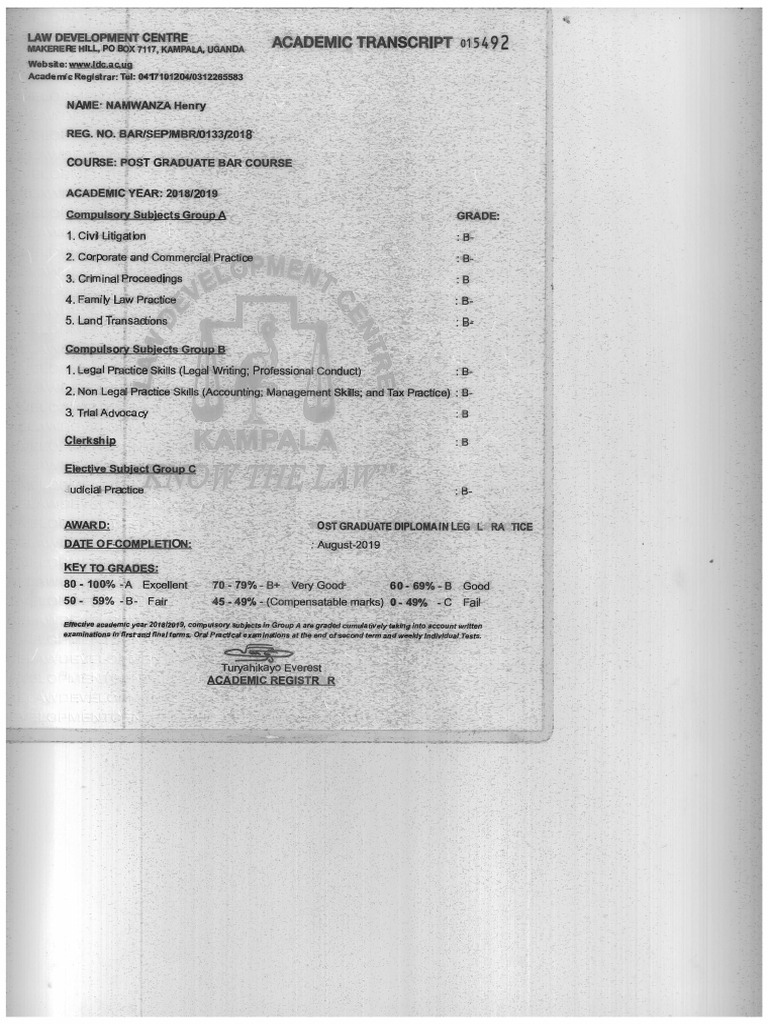 Transcript Law Development Centre | PDF